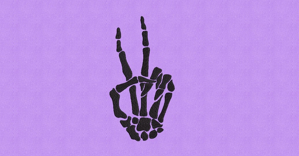 Skeleton Hand Peace Embroidery Design, Halloween Embroidery Design ...