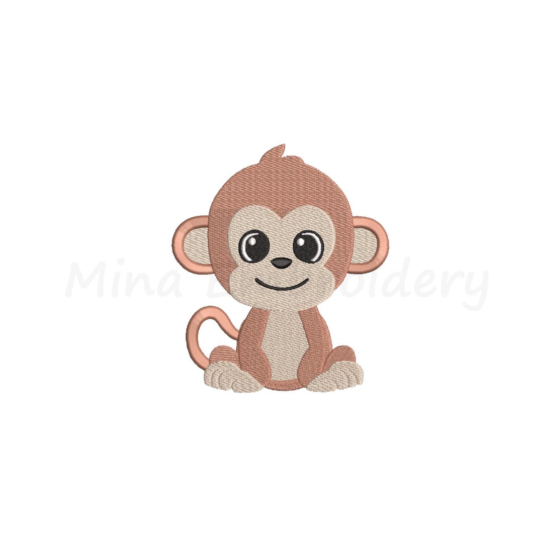 Baby Monkey Embroidery Design, Animal Design, Machine Embroidery Design ...