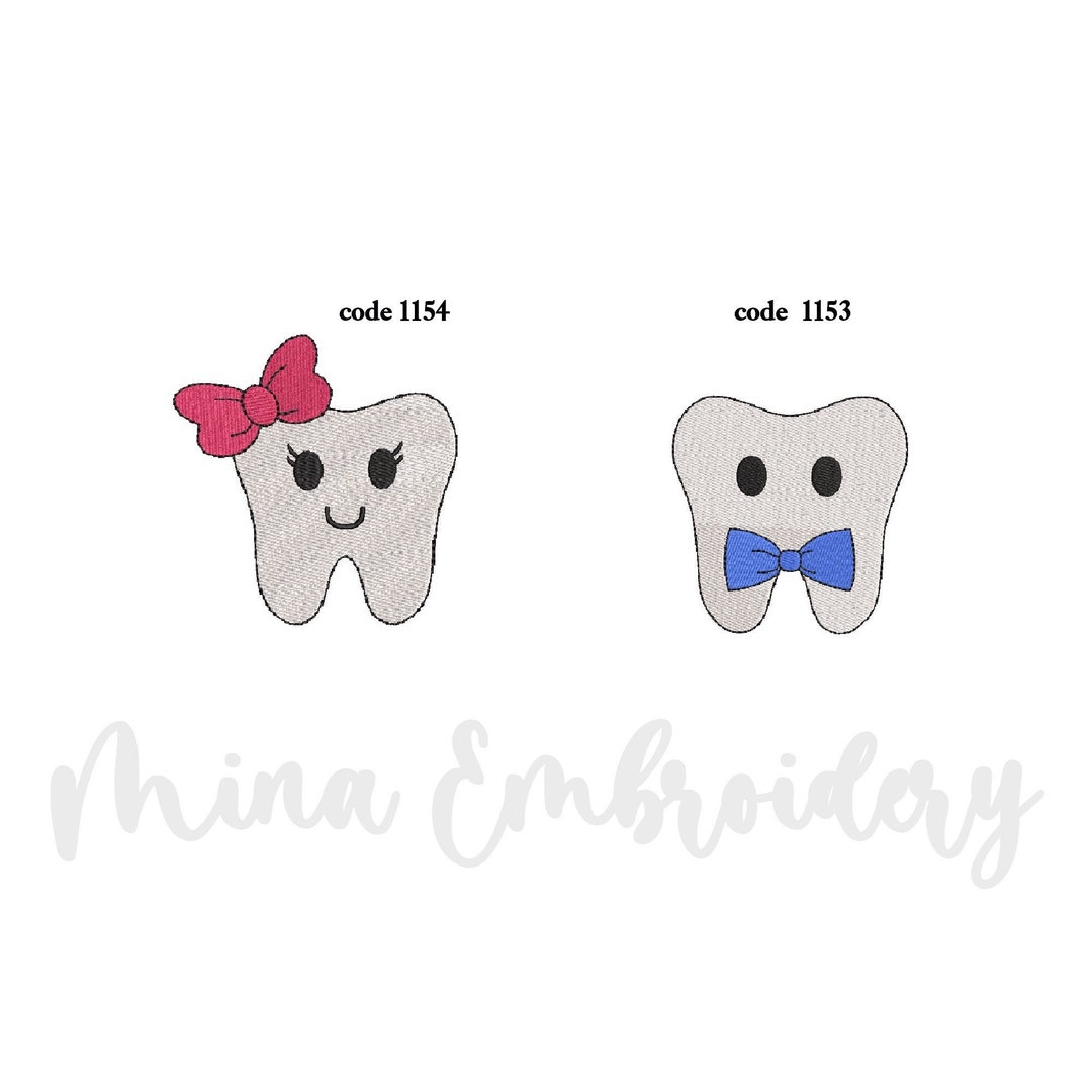 Girl and Boy Tooth Embroidery Design, Happy Tooth Embroidery Set Design ...