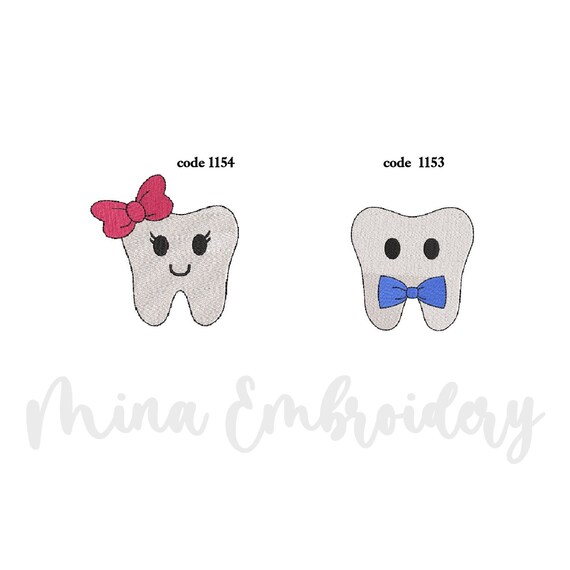 Girl and Boy Tooth Embroidery Design Happy Tooth Embroidery - Etsy