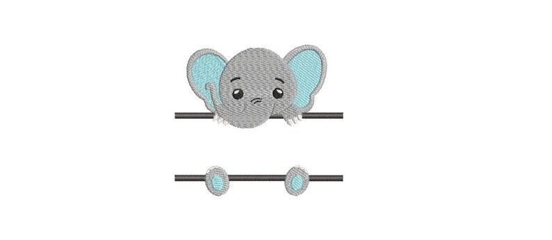 Baby Elephant Split Embroidery Design: Animal Applique (instant ...