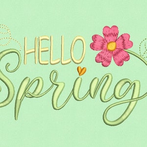 Hello Spring Embroidery Design, Machine Embroidery Design, 5 Sizes ...