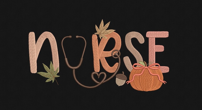 Fall Pumpkin Nurse Embroidery Design, Machine Embroidery Design, 6 ...