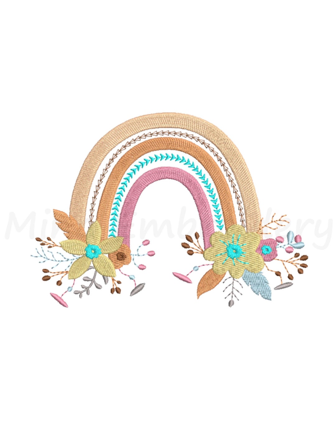 Floral Rainbow Machine Embroidery Design: Boho Flowers (5 Sizes ...