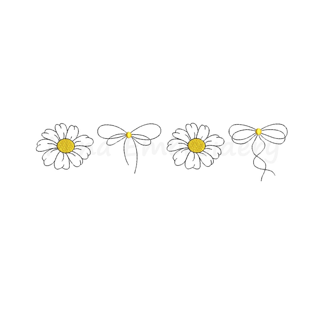 Coquette Daisy Embroidery Design, Flower Line Art Embroidery Design ...