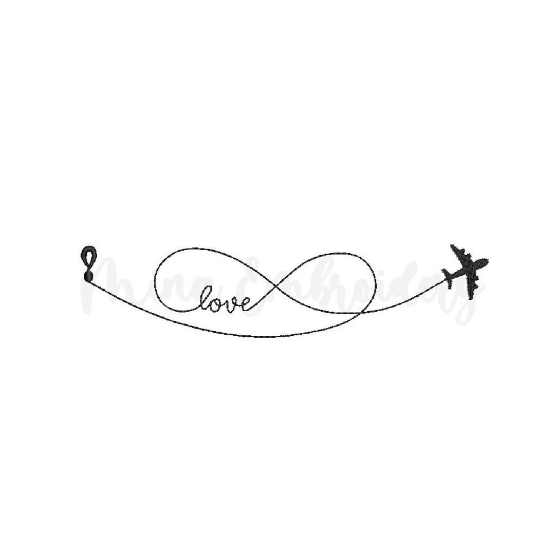 Love Plane Embroidery Design, Vlentine Line Art Embroidery Design ...