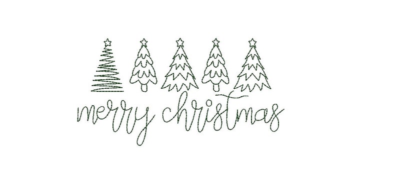 Christmas Trees Embroidery Design Merry Christmas Line Art - Etsy