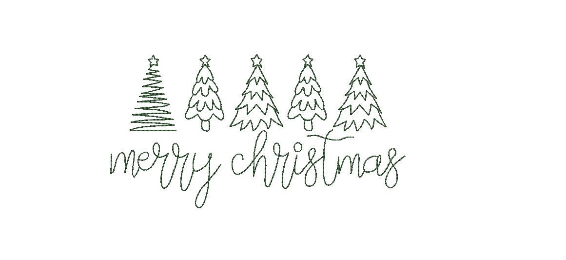 Christmas Trees Embroidery Design Merry Christmas Line Art - Etsy