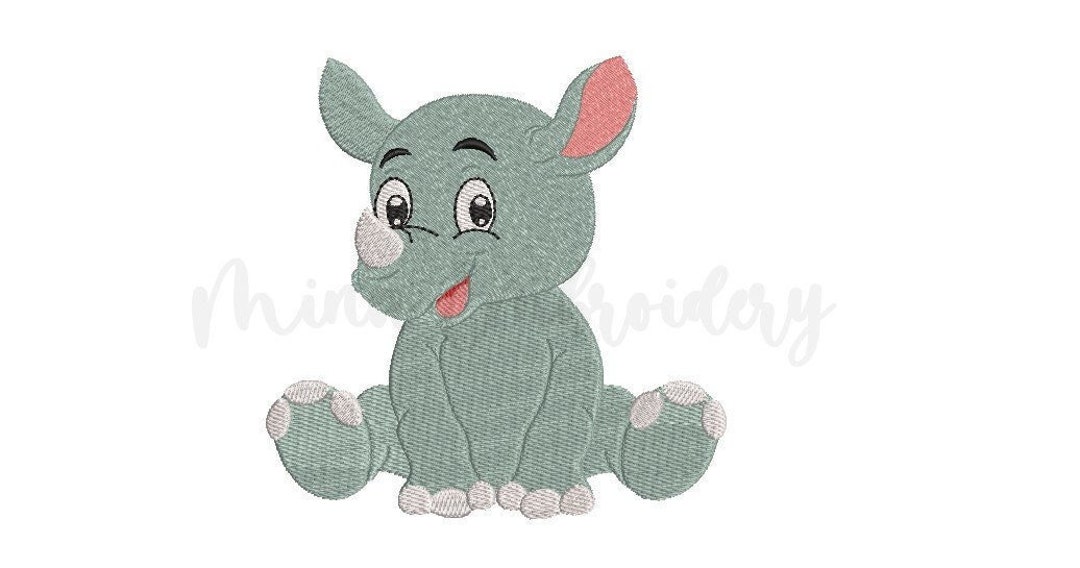 Baby Rhino Embroidery Design, Animal Embroidery Design, Machine ...
