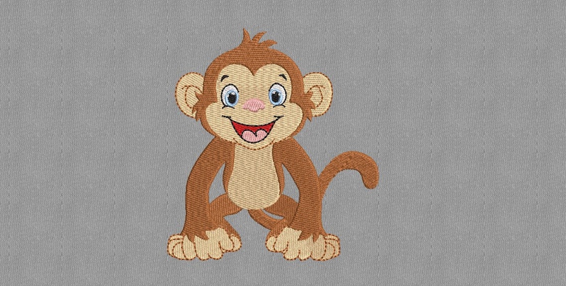 Baby Monkey Embroidery Design, Animal Embroidery Design, Machine ...