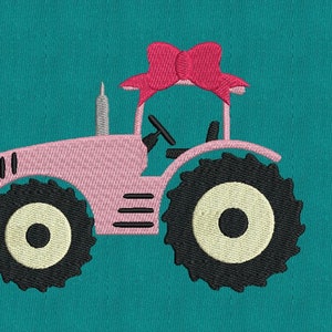 Farm Girl Tractor Embroidery Design: Vehicle Applique (instant Download ...