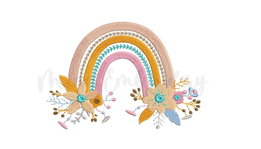 Floral Rainbow Embroidery Design, Machine Embroidery Design, 5 Sizes ...