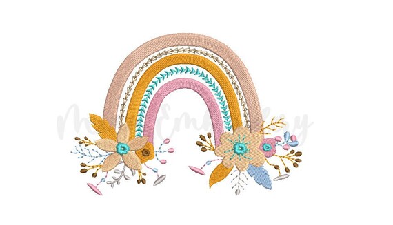 Floral Rainbow Embroidery Design Machine Embroidery Design 5 - Etsy
