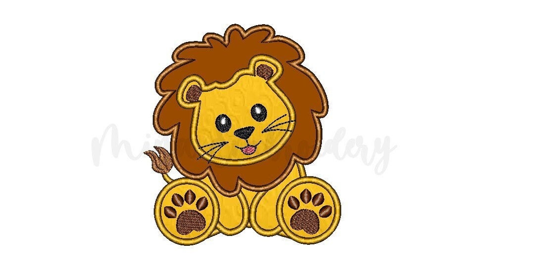 Baby Lion Applique Embroidery Design, Animal Embroidery Design, Machine ...