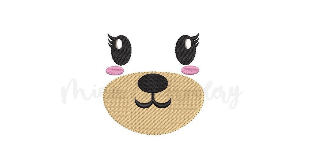 Baby Girl Bear Face Embroidery Design, Animal Embroidery Design ...