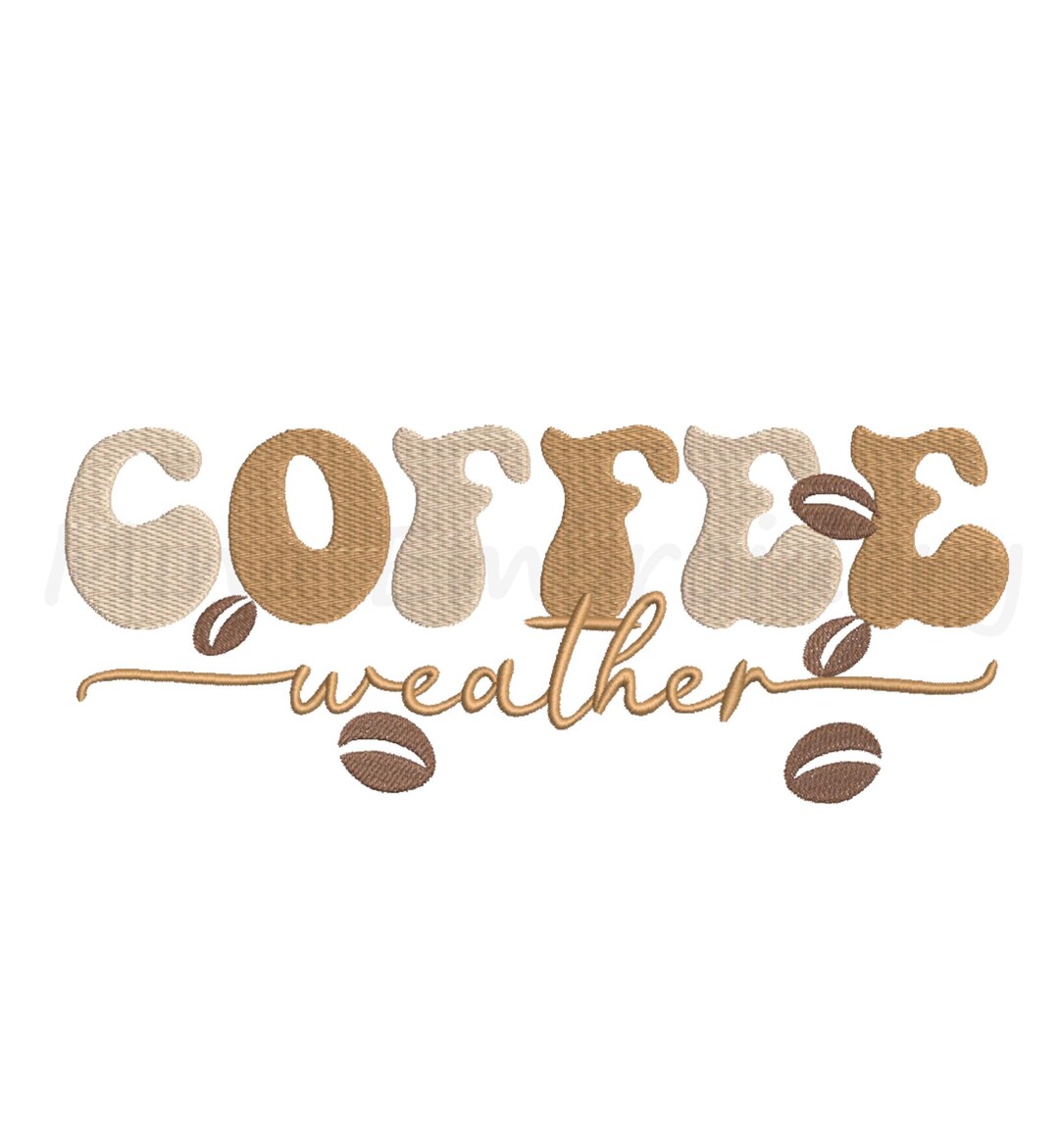Coffee Weather Embroidery Design, Retro Embroidery Design, Machine ...