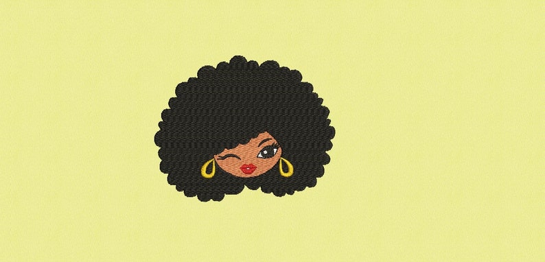 Afro Girl Face Embroidery Design: African Woman Portrait (instant ...