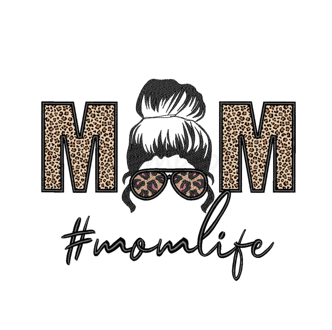 Mom Life Applique Embroidery Design: Leopard Print (digital Download ...