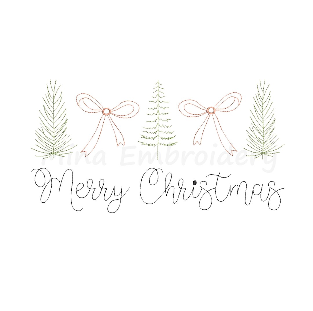 Christmas Trees Embroidery Design: Coquette Line Art (6 Sizes) (instant ...
