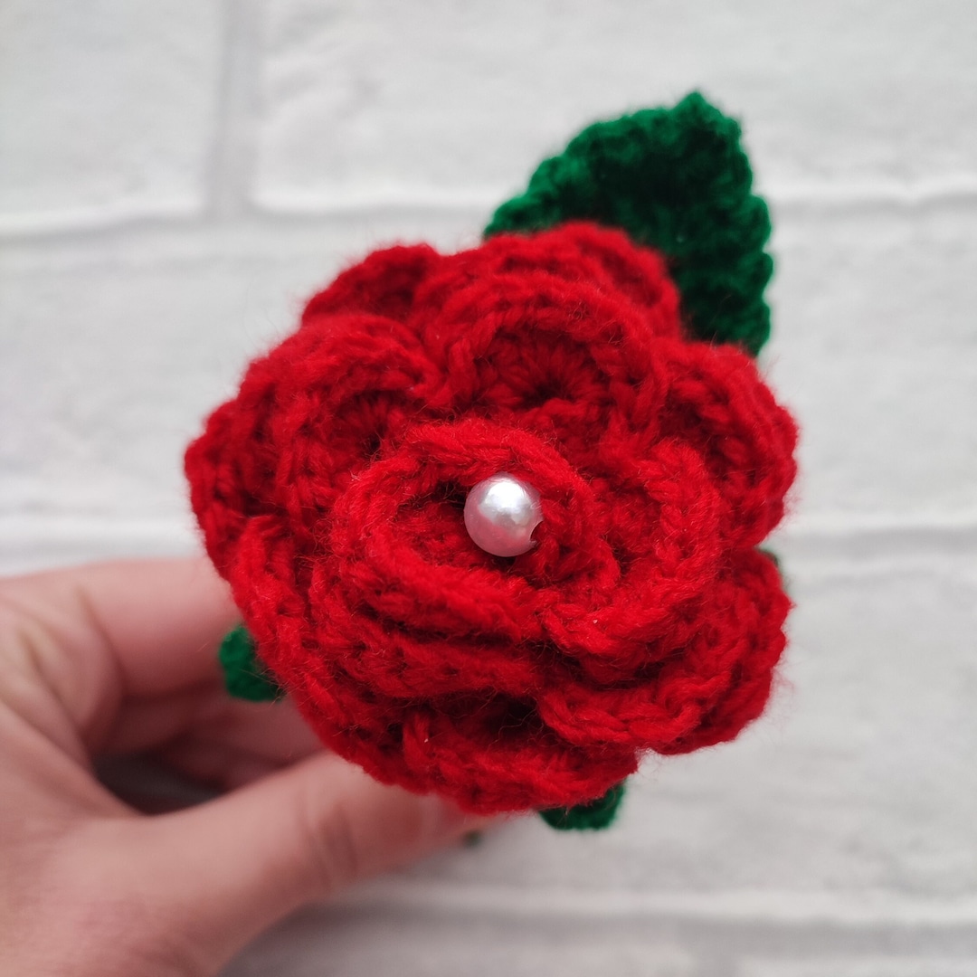 Handmade Crochet Rose Buttonhole | Crochet Rose Boutonniere ...
