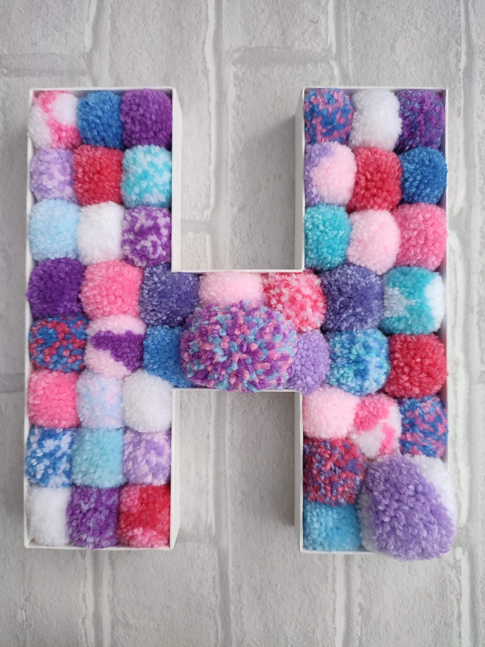 Pom Pom Letter Pom Pom Initial Letter Filled With Handmade Pom Poms - Etsy