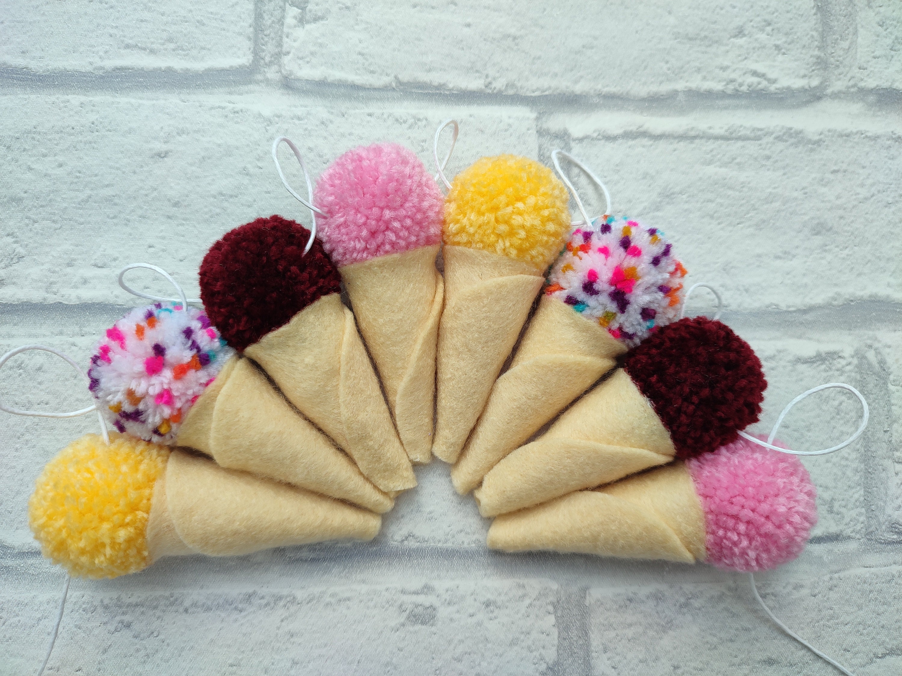 Pom Pom Ice Cream Garland 1m Pom Pom Ice Cream Bunting - Etsy UK