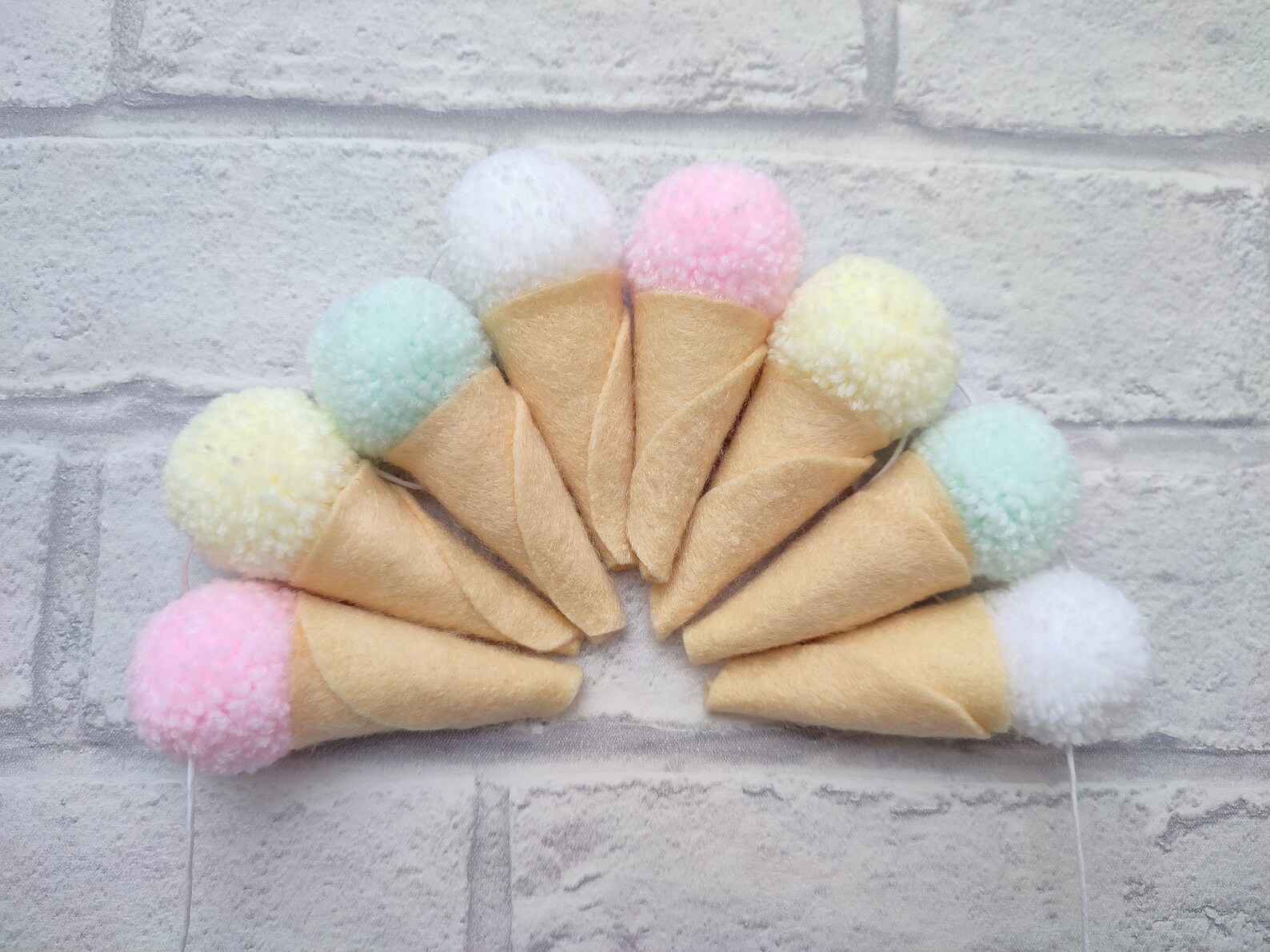 Pom Pom Ice Cream Garland 1m Pom Pom Ice Cream Bunting - Etsy UK