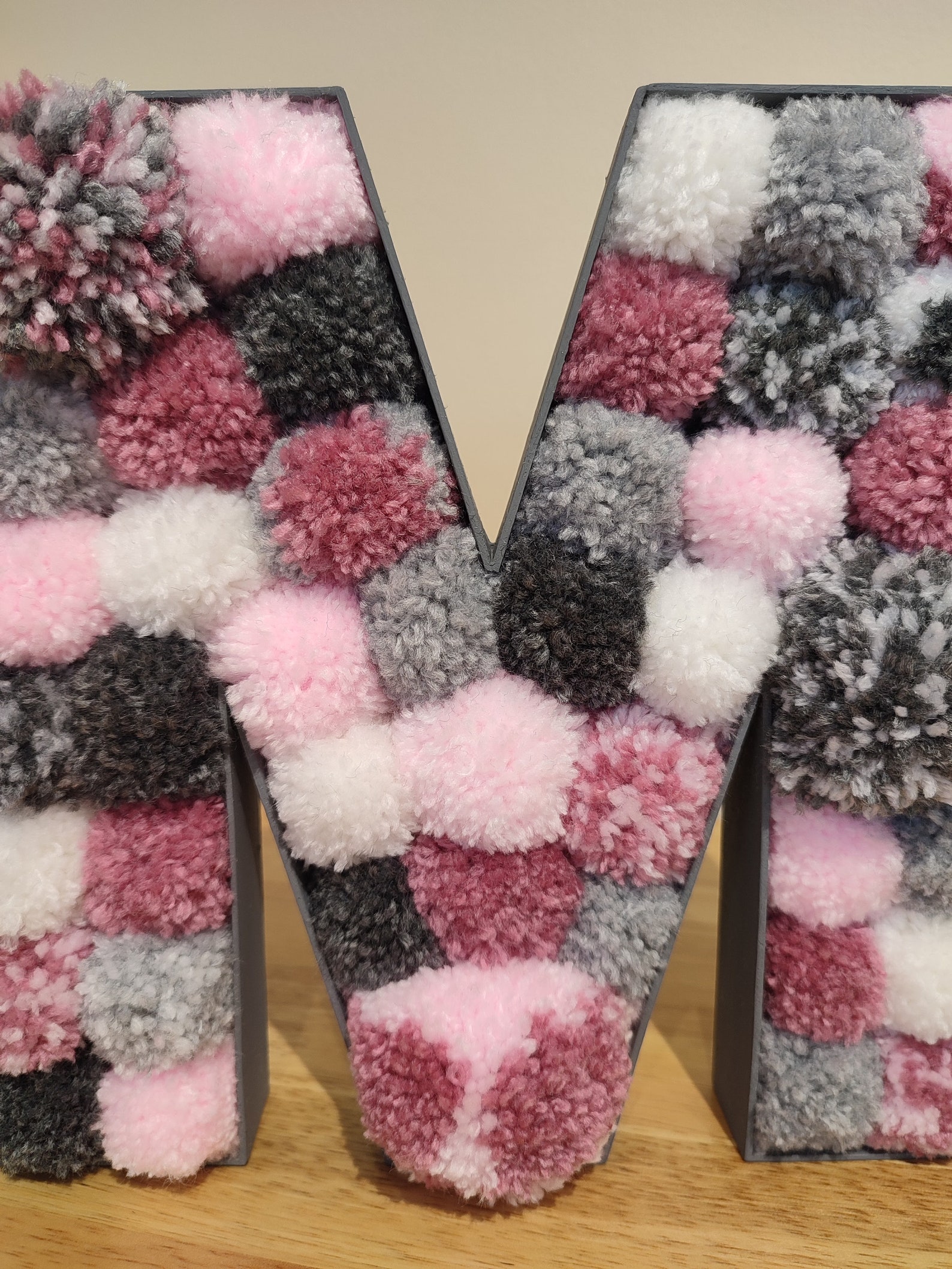 Pom Pom Letter Pom Pom Initial Letter Filled With Handmade Pom Poms ...