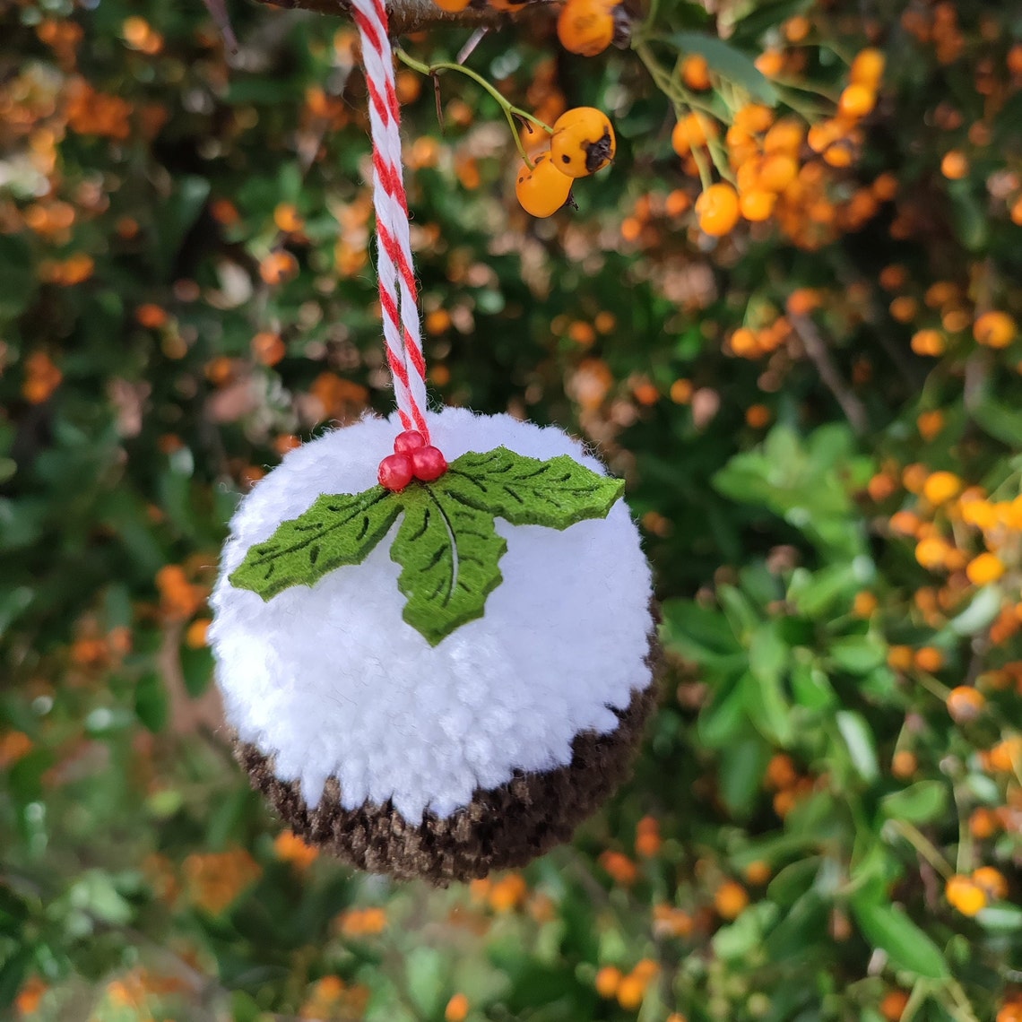 Christmas Pudding Pom Pom Hanging Decoration Pom Pom Christmas ...