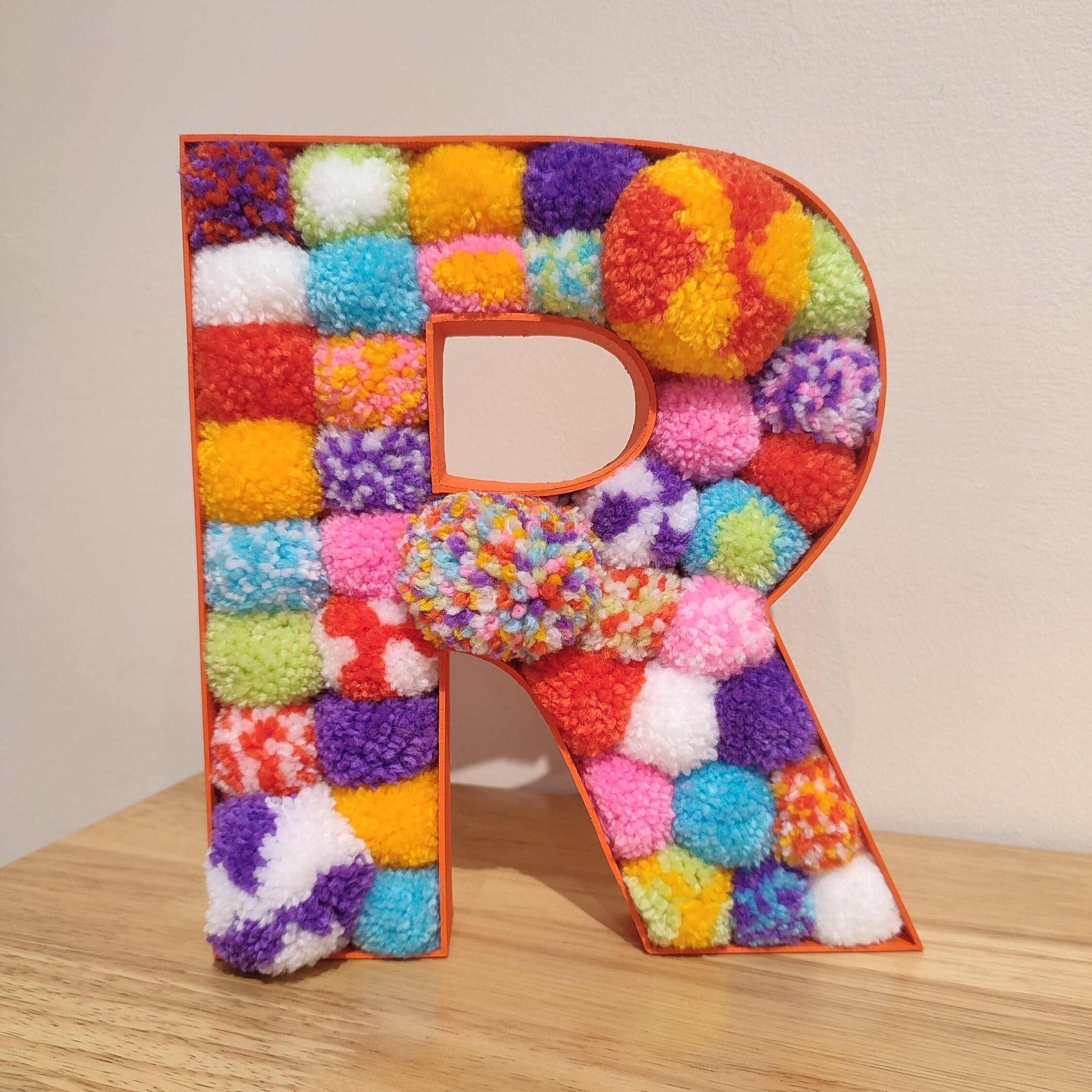 Pom Pom Letter Rainbow Pom Pom Letter Pom Pom Initial Letter Filled ...
