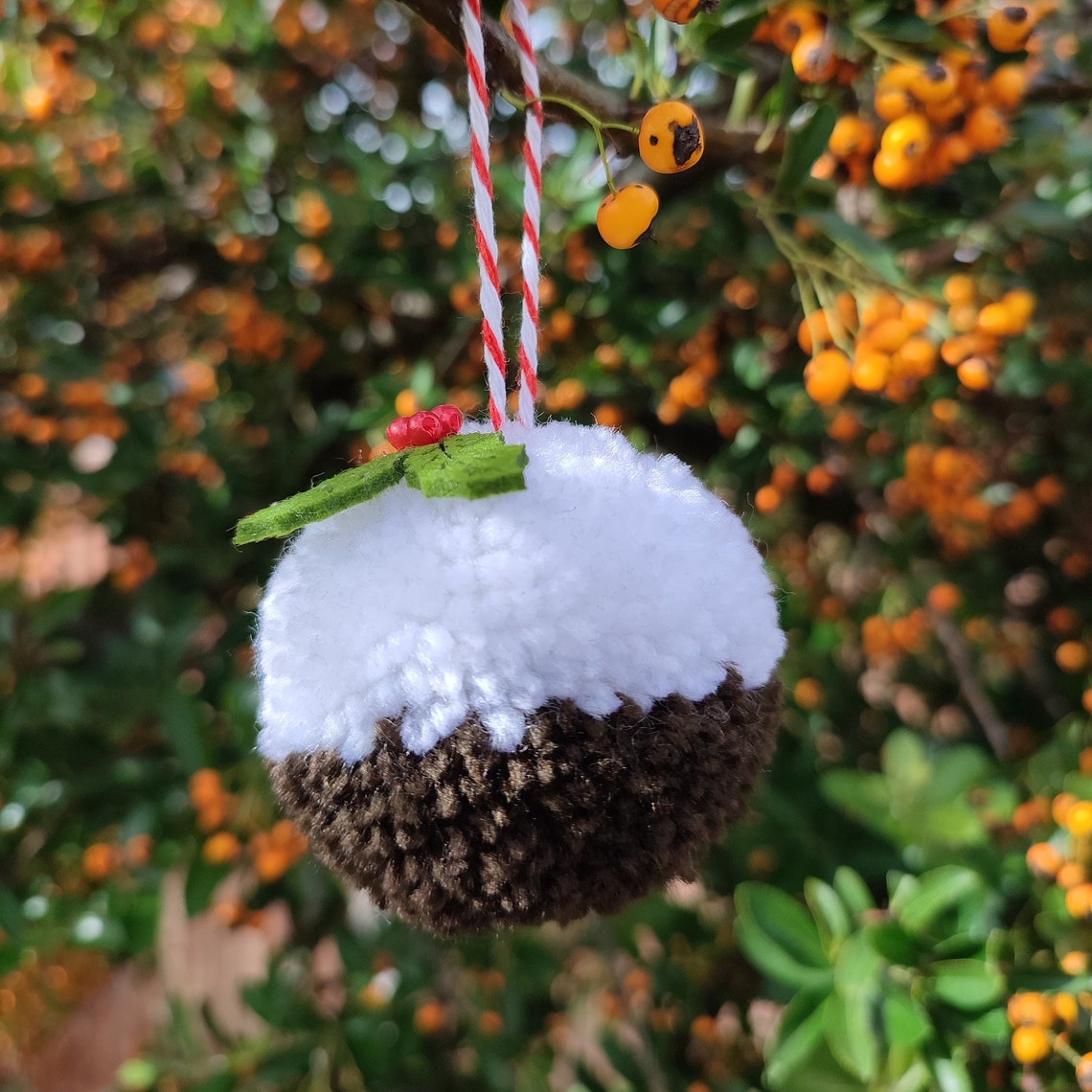 Christmas Pudding Pom Pom Hanging Decoration Pom Pom Christmas ...