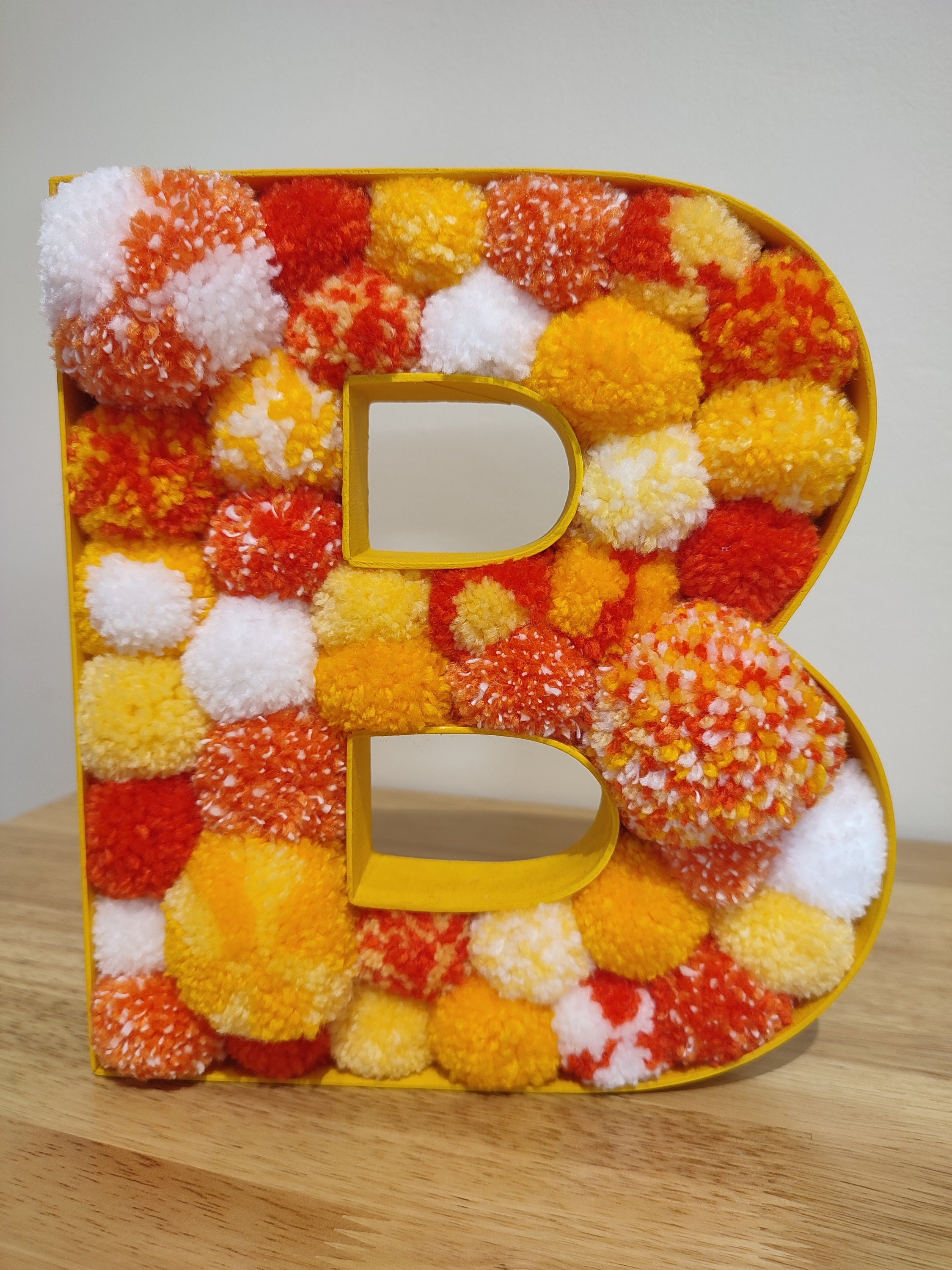Pom Pom Letter Pom Pom Initial Letter Filled With Handmade Pom Poms - Etsy