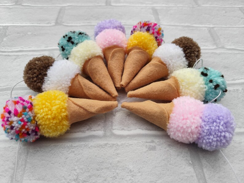 Double Scoop Pom Pom Ice Cream Garland 1m Pom Pom Ice Cream Bunting Pom ...