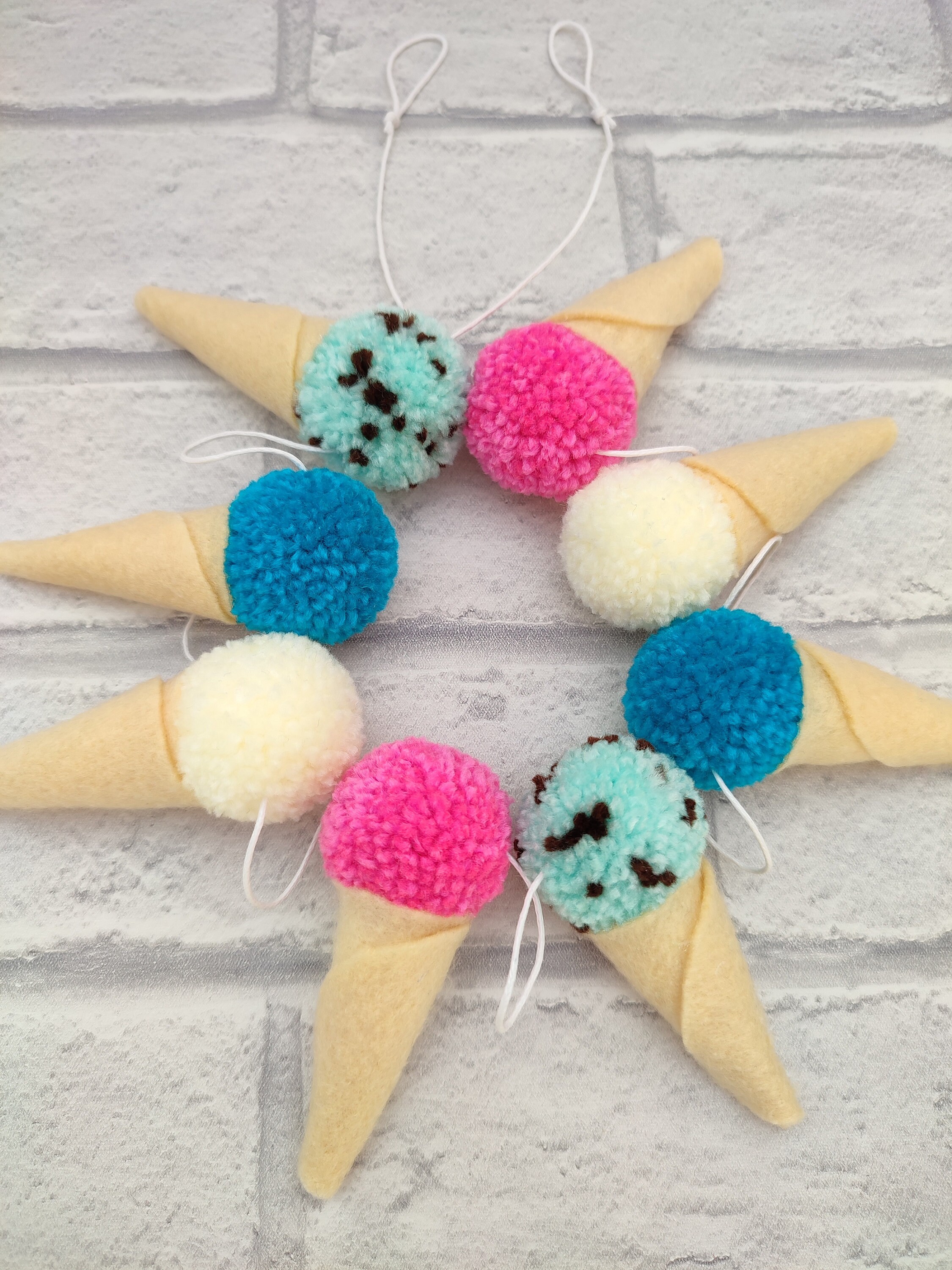 Pom Pom Ice Cream Garland 1m Pom Pom Ice Cream Bunting - Etsy UK