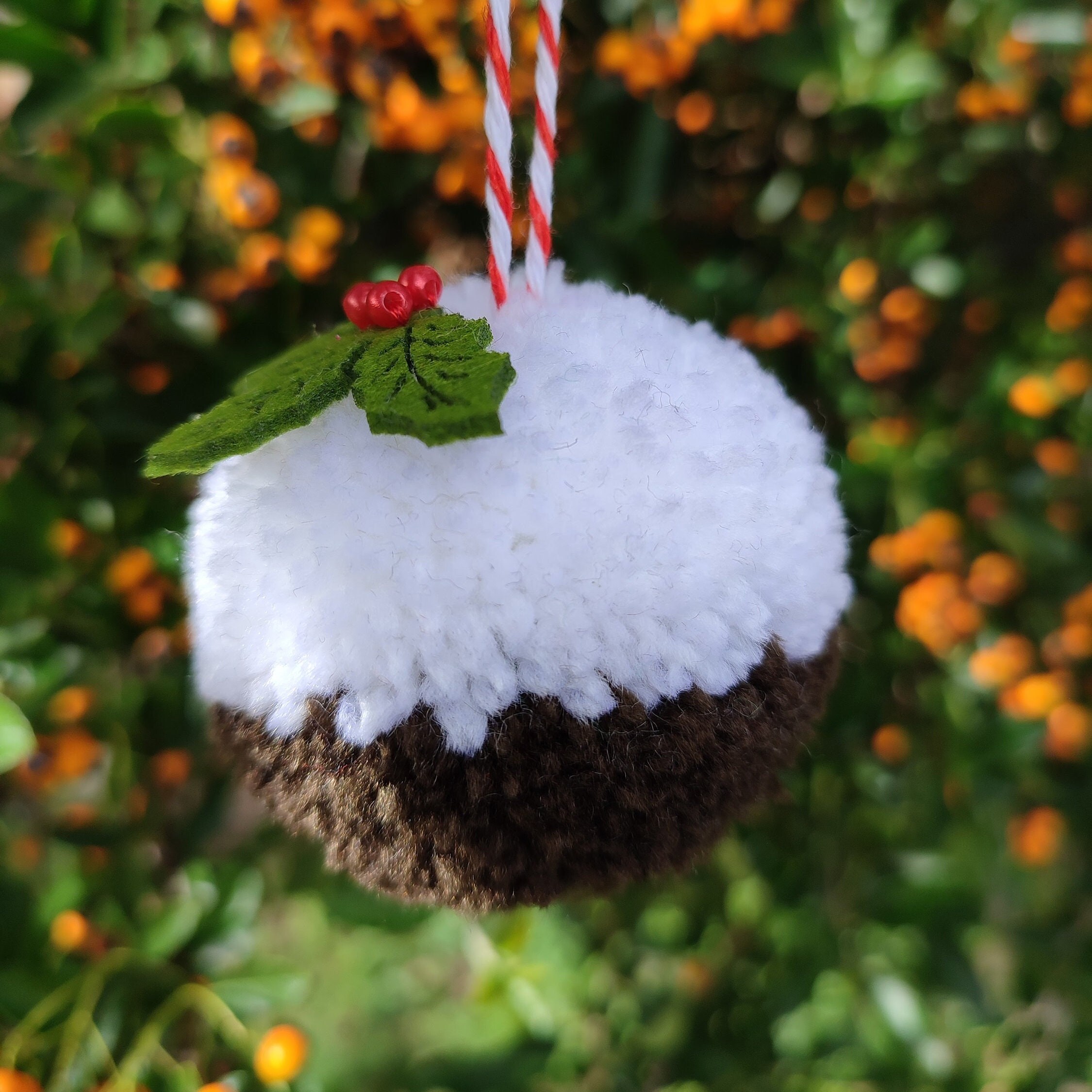 Christmas Pudding Pom Pom Hanging Decoration Pom Pom Christmas ...