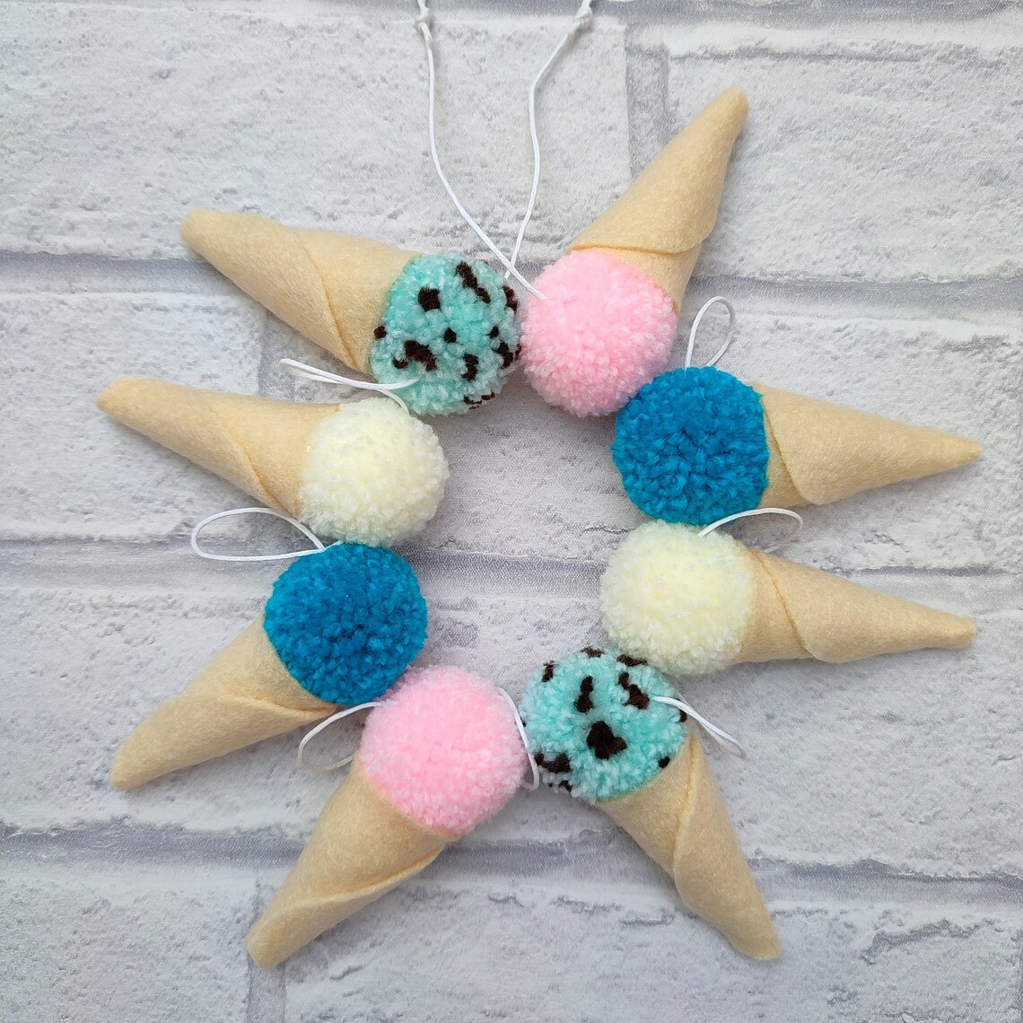 Pom Pom Ice Cream Garland 1m Pom Pom Ice Cream Bunting - Etsy UK