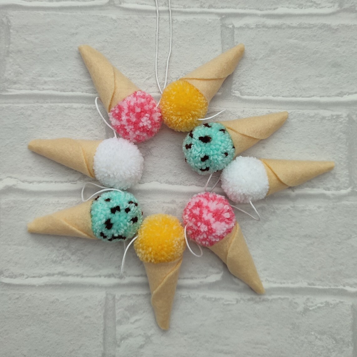 Pom Pom Ice Cream Garland 1m Pom Pom Ice Cream Bunting - Etsy UK