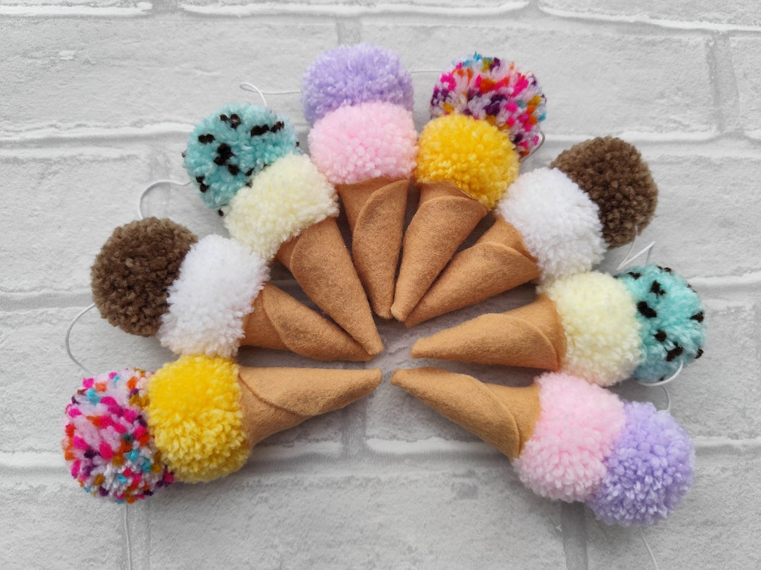 Double Scoop Pom Pom Ice Cream Garland (1m) | Pom Pom Ice Cream Bunting ...