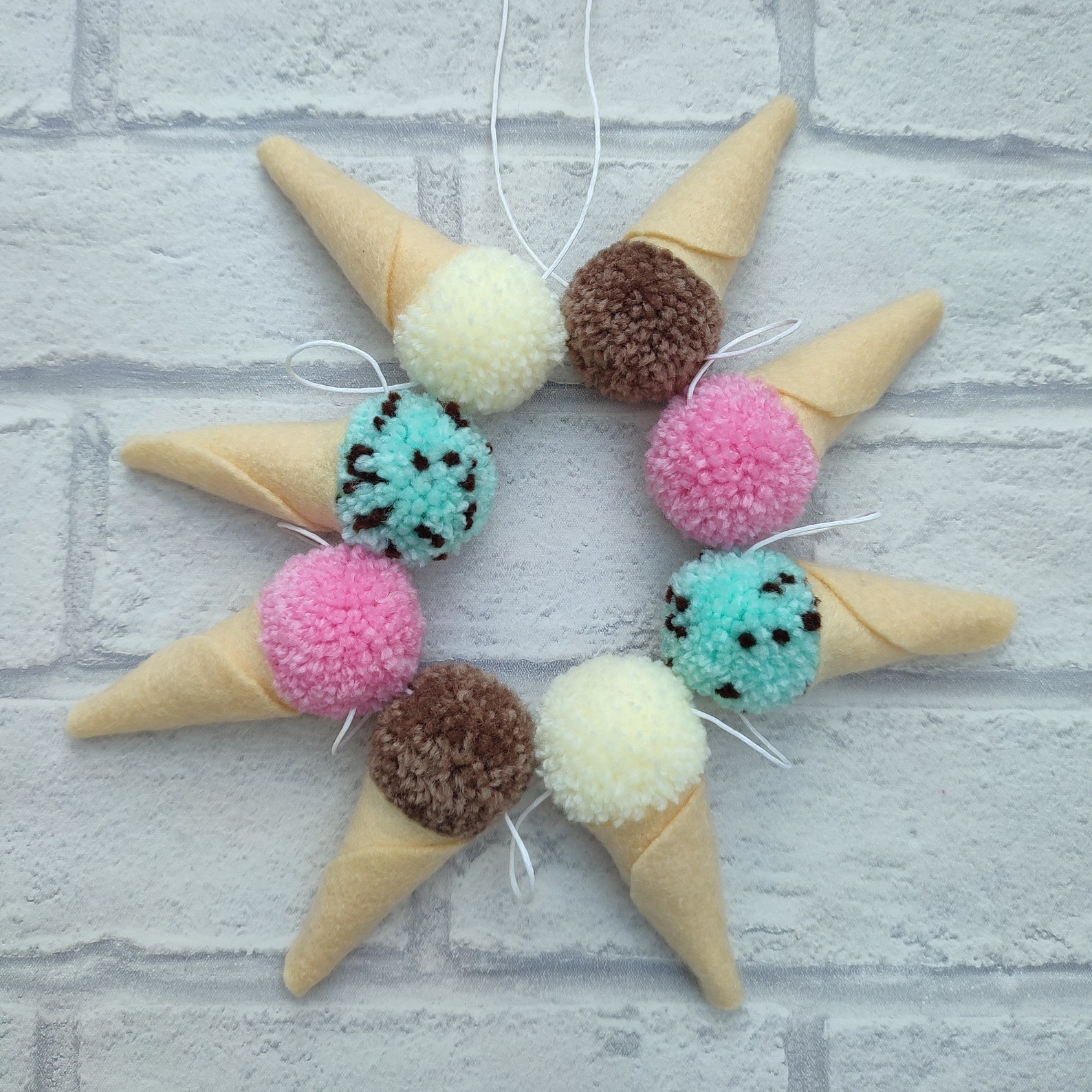Pom Pom Ice Cream Garland 1m Pom Pom Ice Cream Bunting - Etsy UK