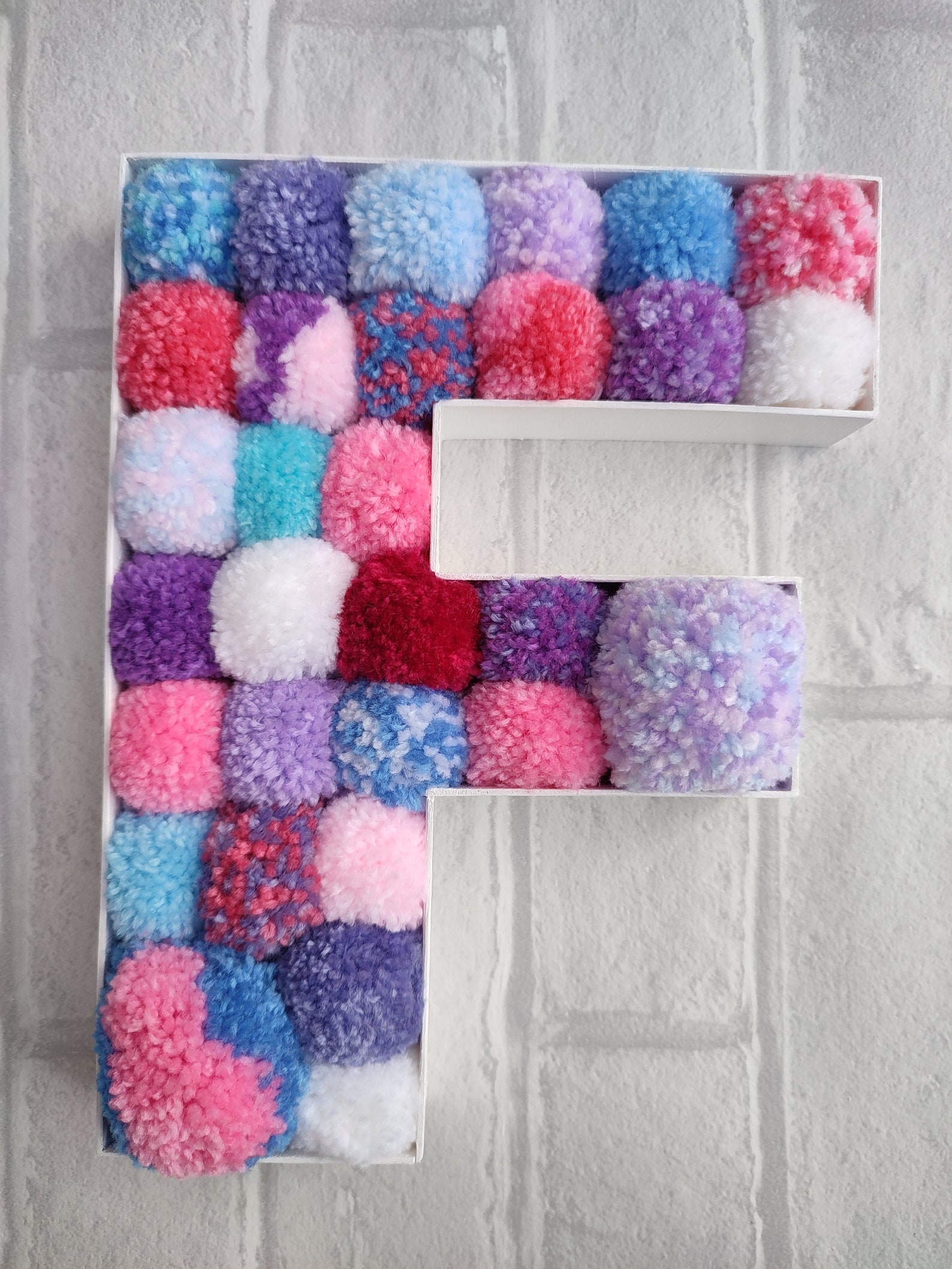 Pom Pom Letter Pom Pom Initial Letter Filled With Handmade Pom Poms - Etsy
