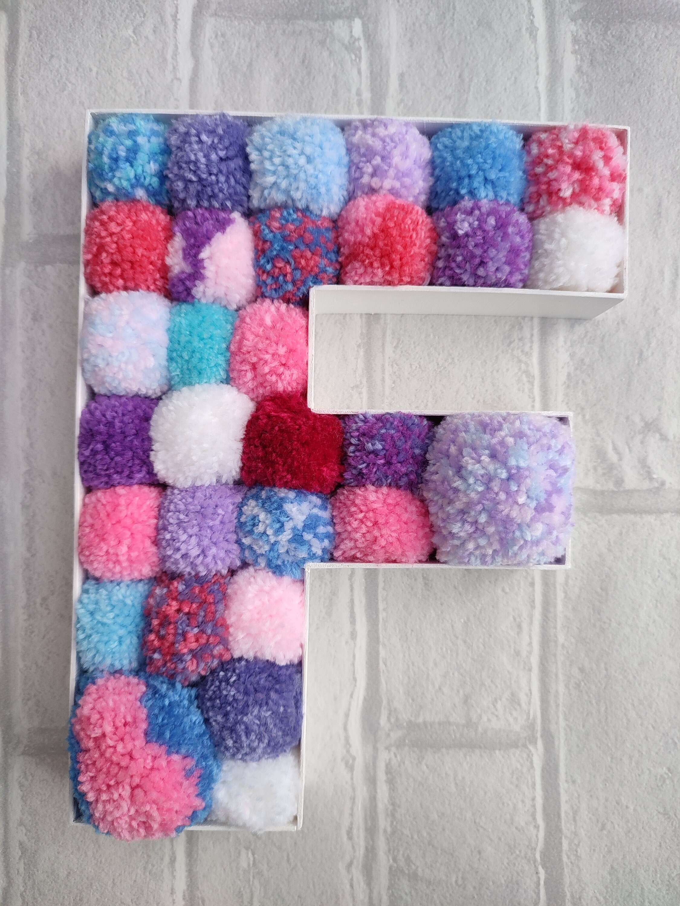 Pom Pom Letter Pom Pom Initial Letter Filled With Handmade Pom Poms - Etsy
