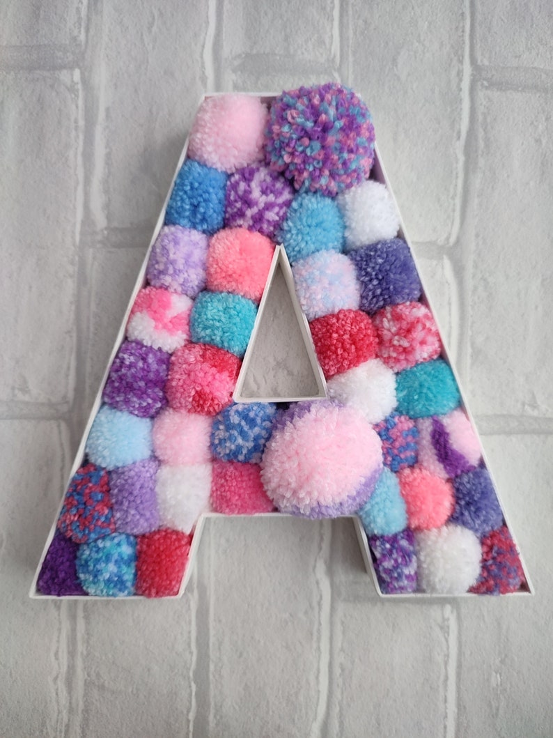 Pom Pom Letter Pom Pom Initial Letter Filled With Handmade Pom Poms - Etsy