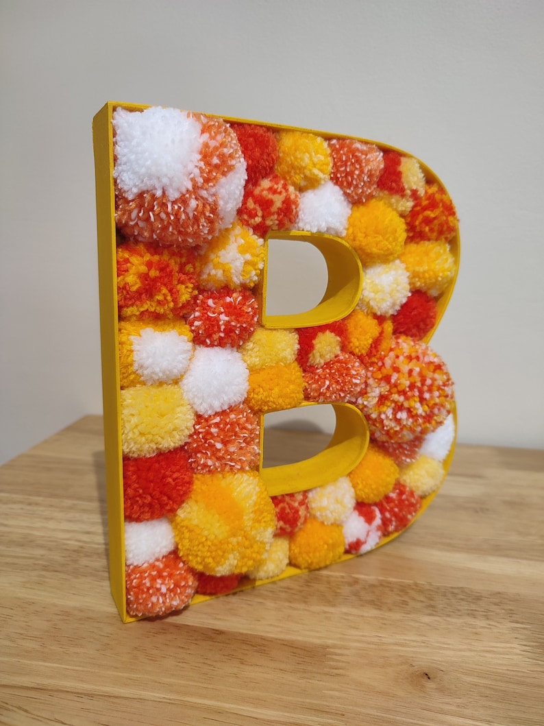 Pom Pom Letter Pom Pom Initial Letter Filled With Handmade Pom Poms - Etsy