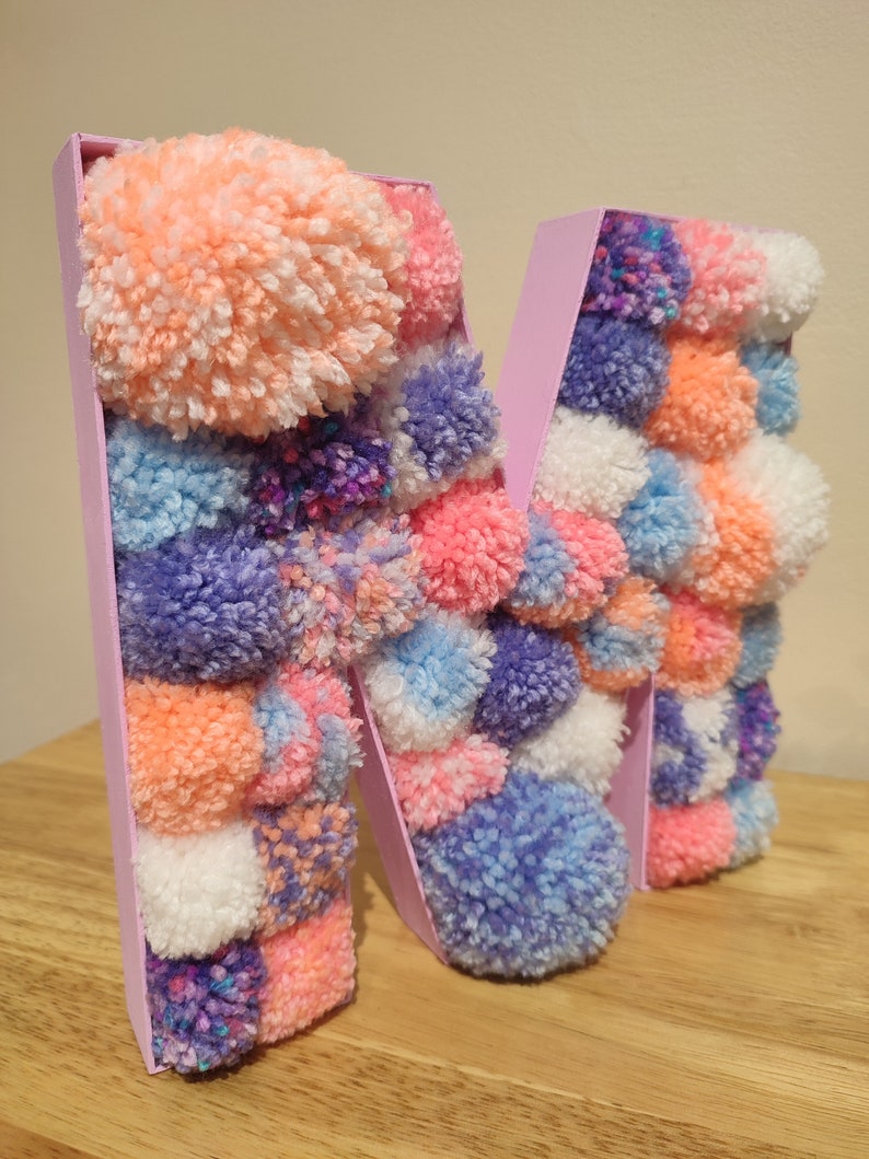 Pom Pom Letter | Pom Pom Initial | Letter Filled With Handmade Pom Poms ...