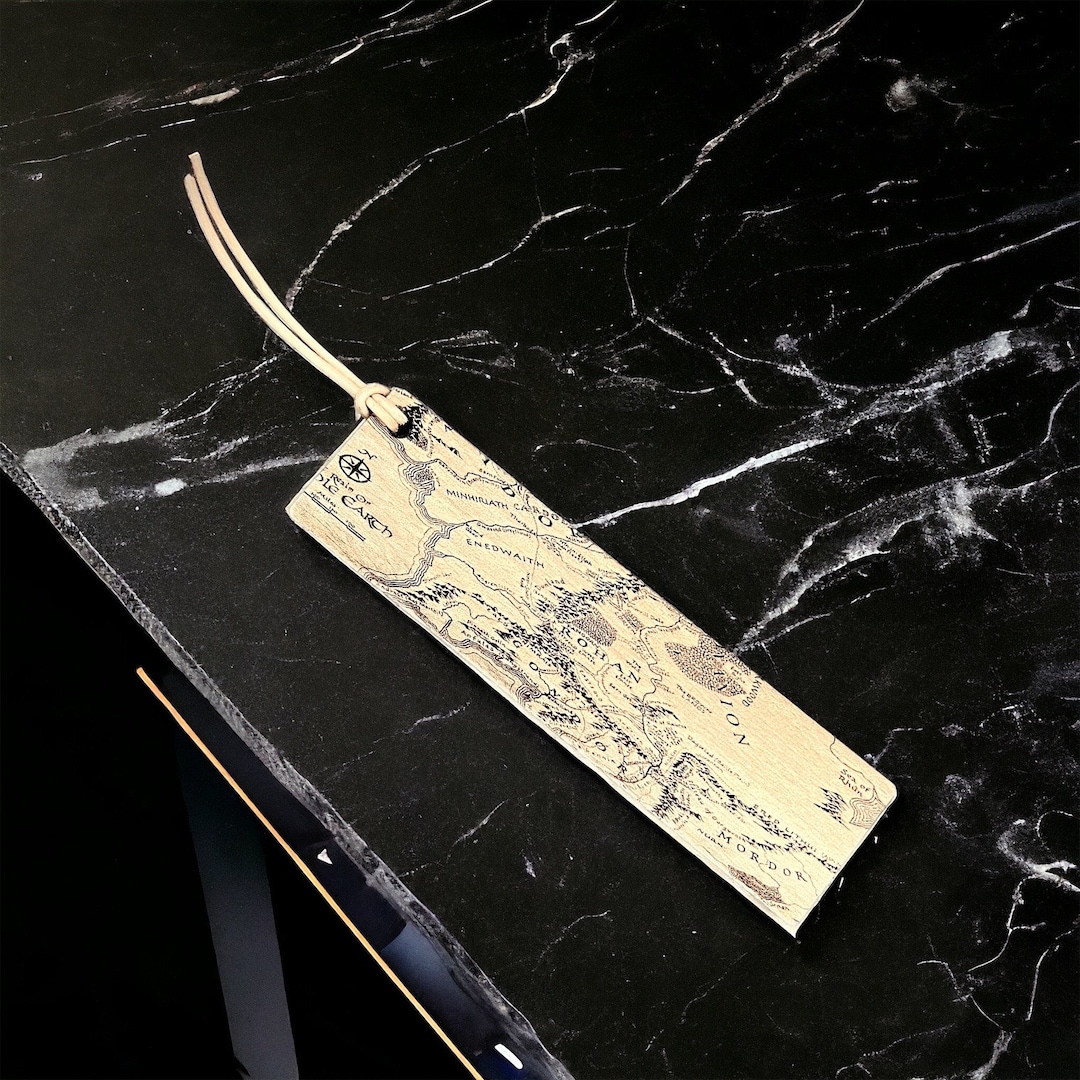 Middle-earth Wooden Bookmark | Engraved Tolkien Map | Lord of the Rings ...