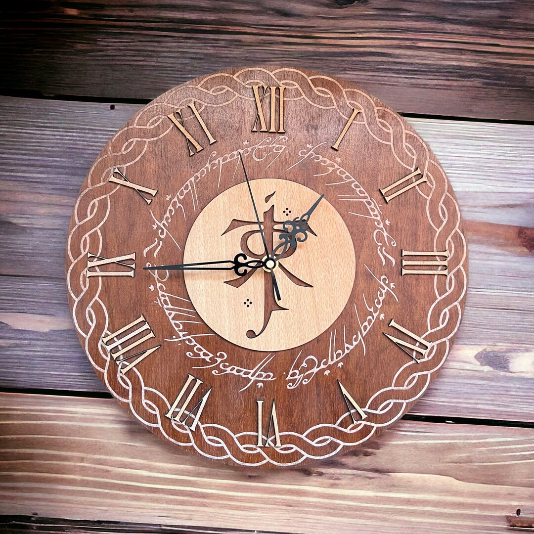 Tolkien Wall Clock in Wood Elven Art LOTR the Hobbit Interior ...