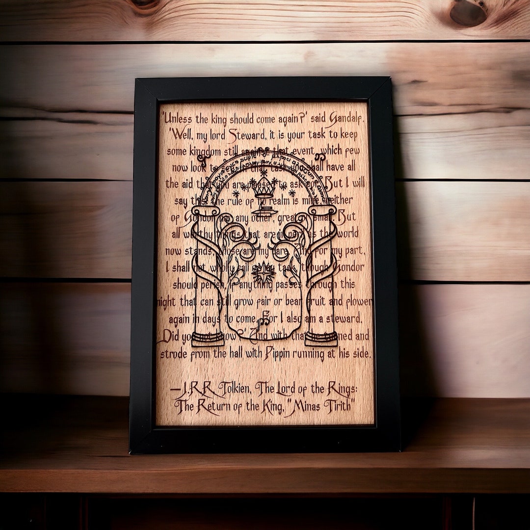 Lord of the Ring Beech Laser Engraved Book Extract LOTR Tolkien Frame ...
