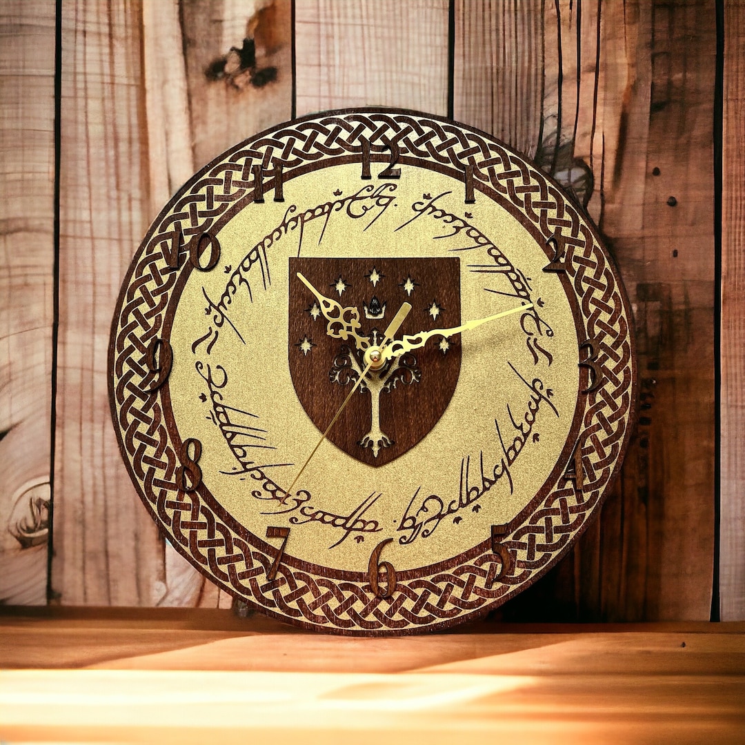 Tolkien Wall Clock in Wood Elven Art LOTR the Hobbit Interior ...
