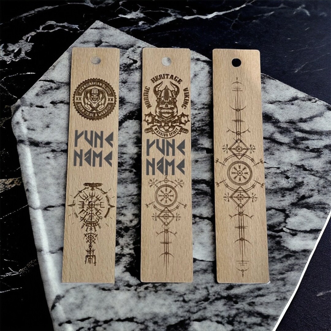 Beech Wood Bookmark Vikings Art Personalized First Name - Etsy