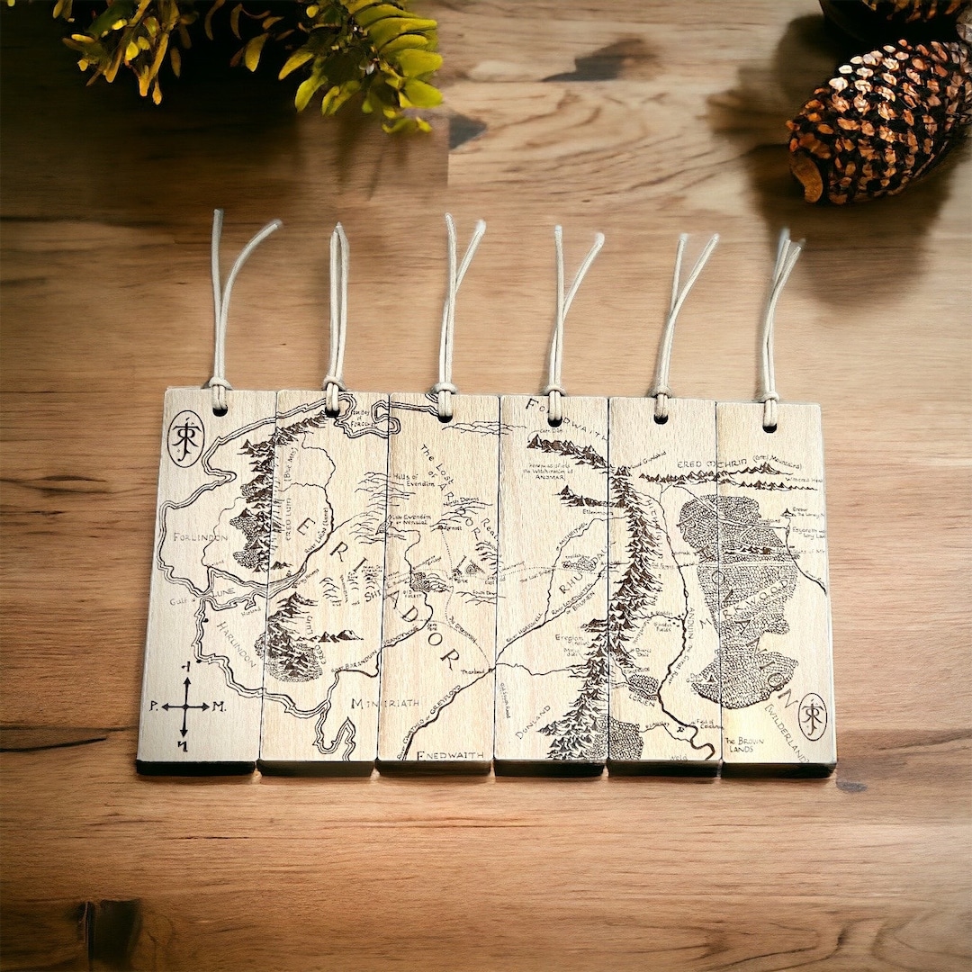 Tolkien Wooden Bookmark | Middle-earth Map | Lord of the Rings ...